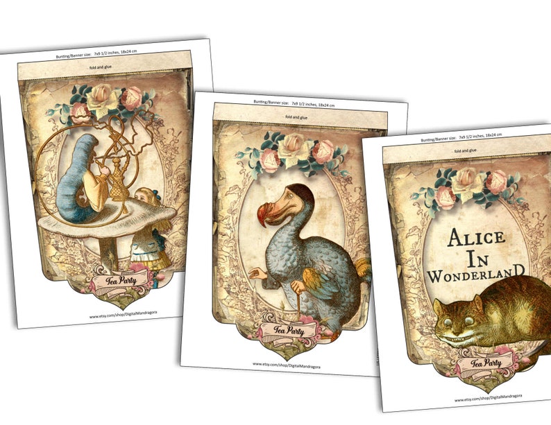 Alice in Wonderland Alice Banners Wonderland Bunting Tea - Etsy
