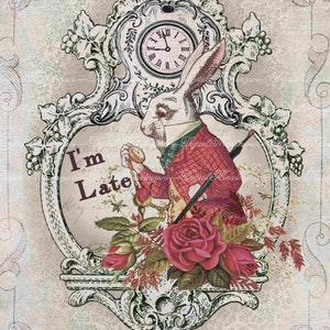 I'm Late, White Rabbit, Alice in Wonderland 8.5x11" Image With Quote ...
