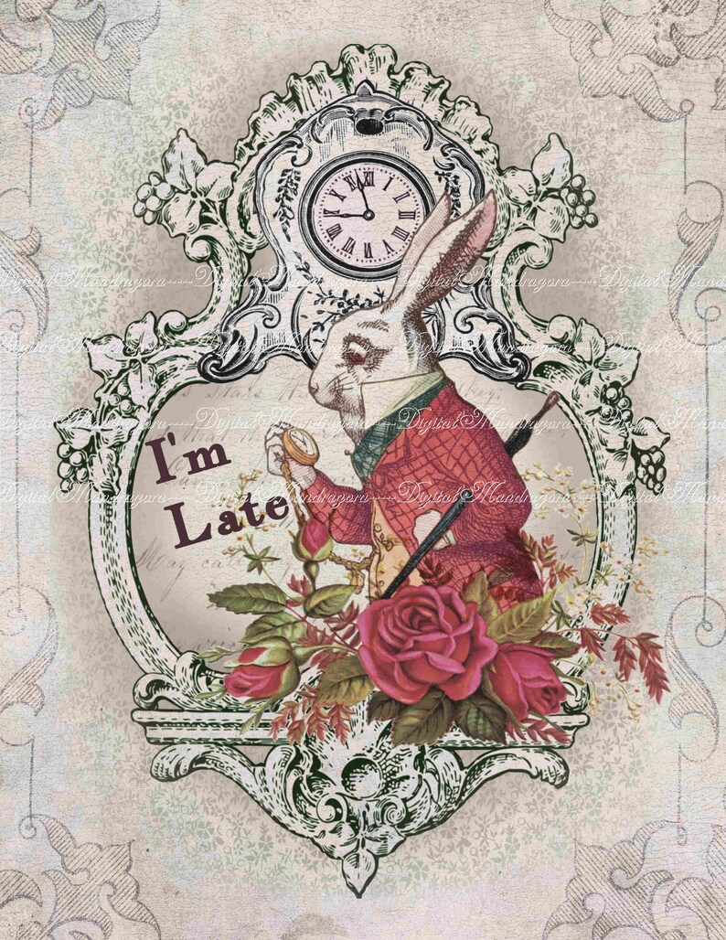 I'm Late White Rabbit Alice in Wonderland 8.5x11 - Etsy