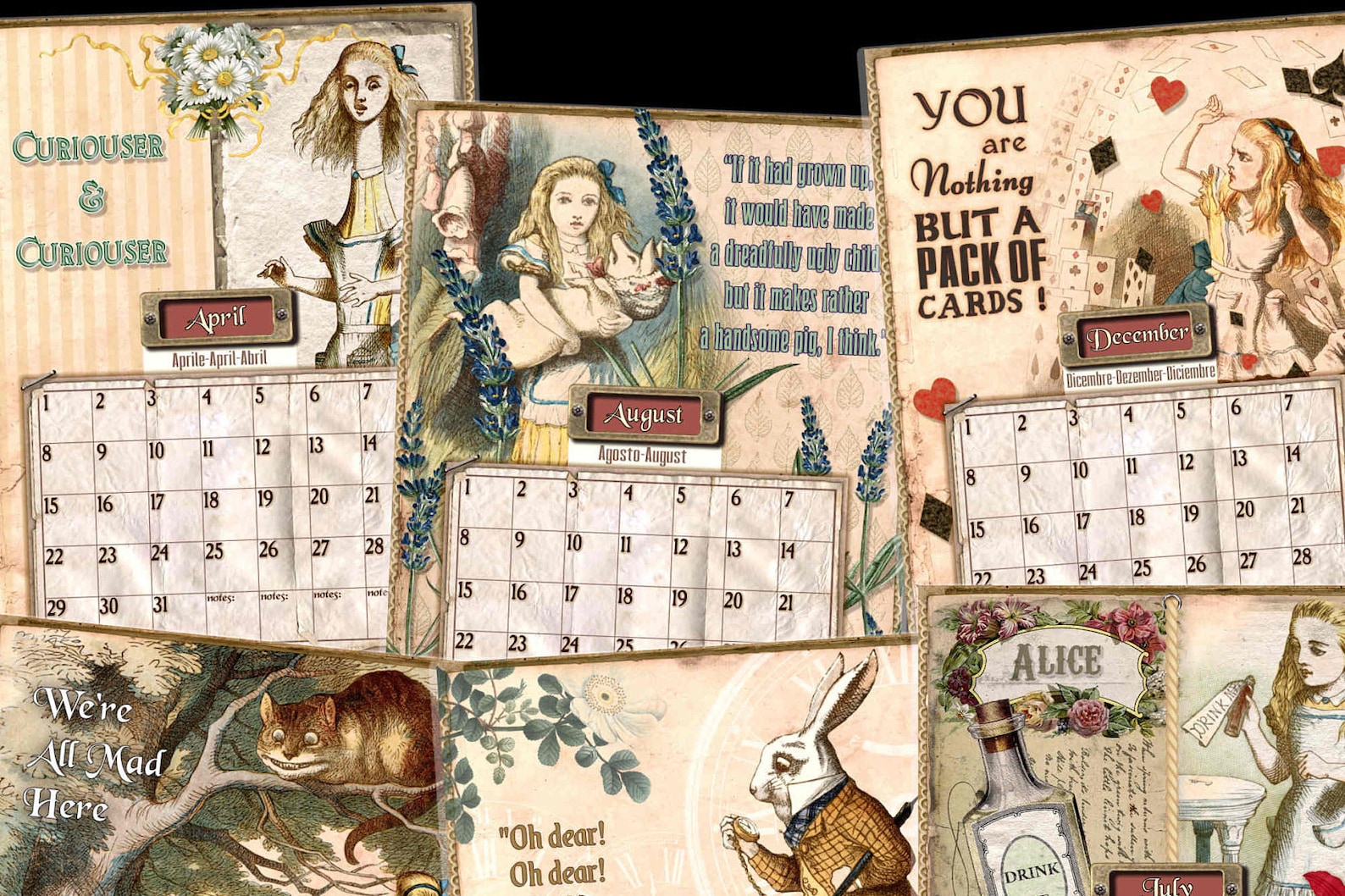Alice in Wonderland Perpetual Birthday Calendar for Children - Etsy