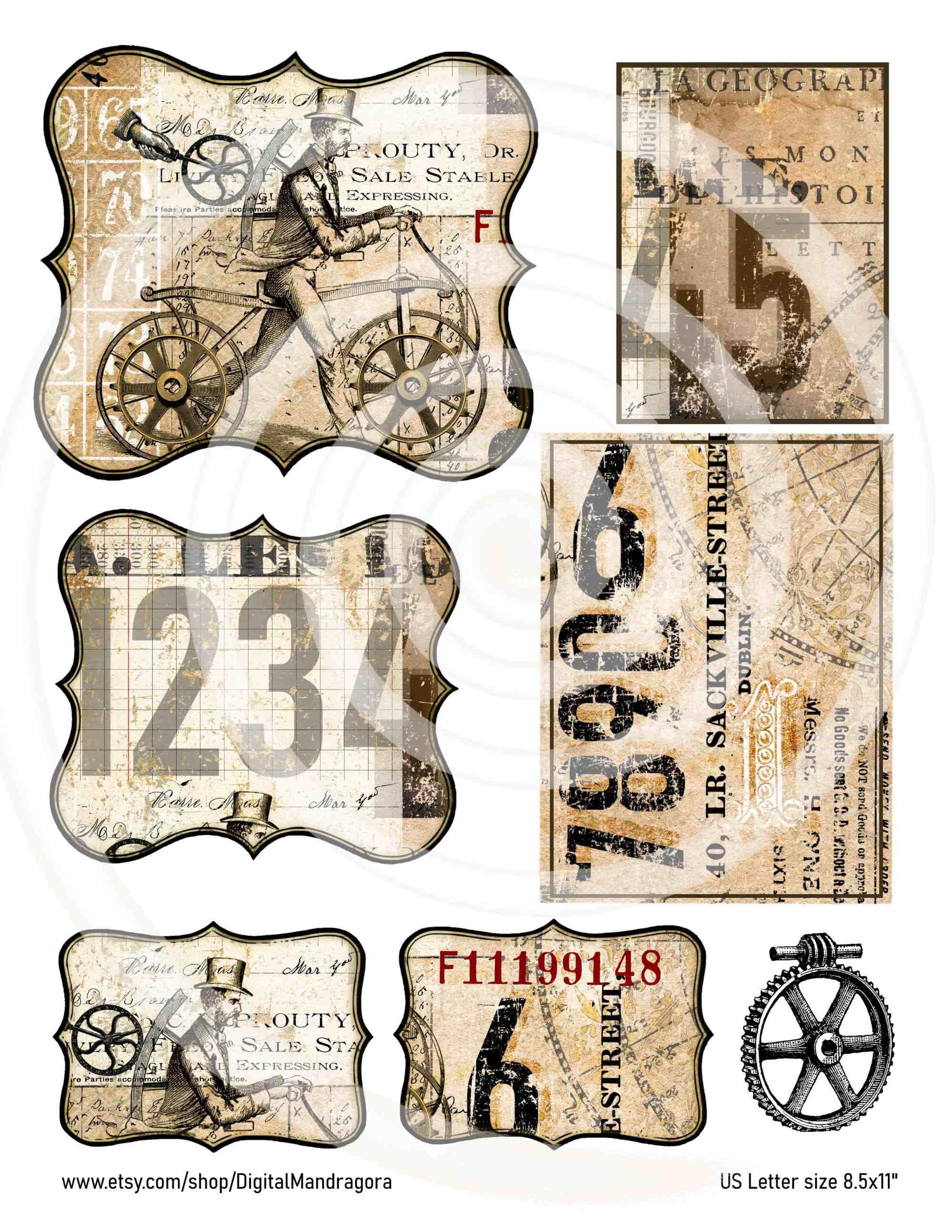 Steampunk Industrial Grunge Labels Steampunk Junk Journal | Etsy