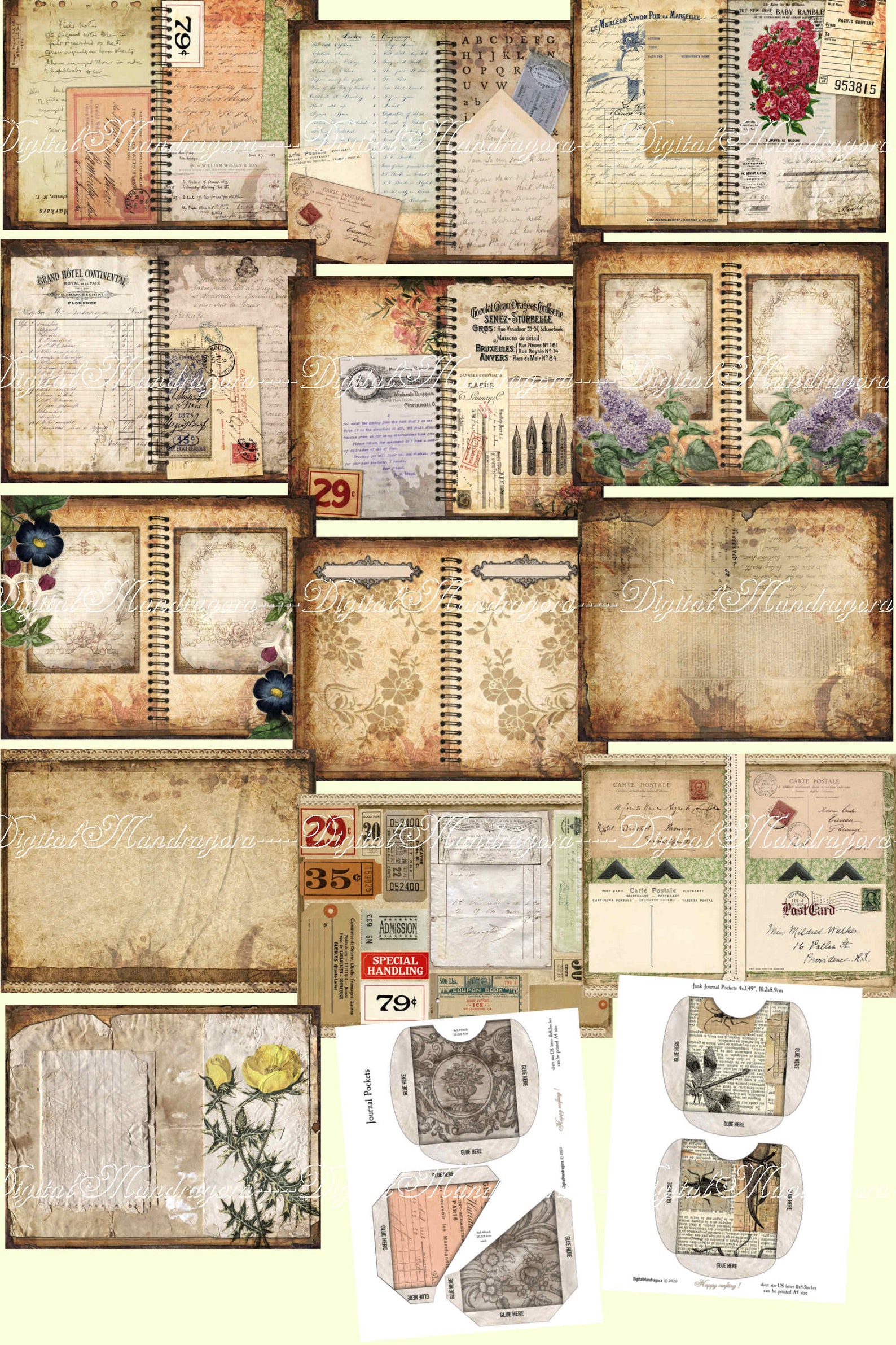 Vintage Grunge Junk Journal Kit With Ephemeras Tickets Cards - Etsy