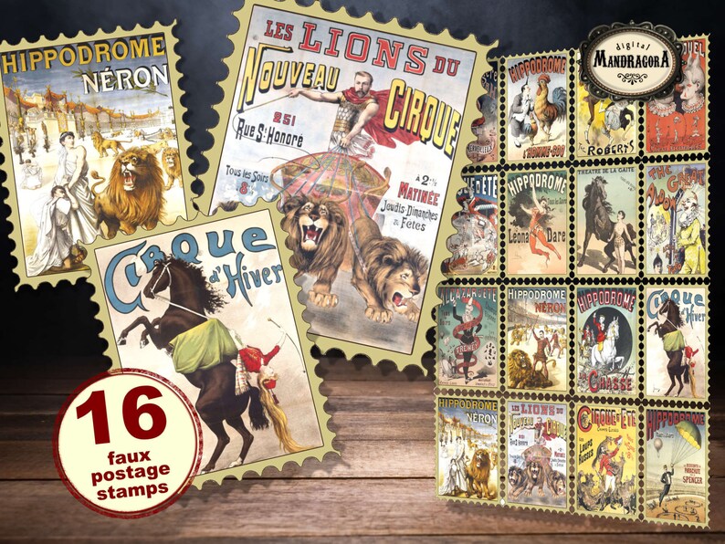 Circus Faux Postage Stamps Circus Journal Stamps Circus - Etsy