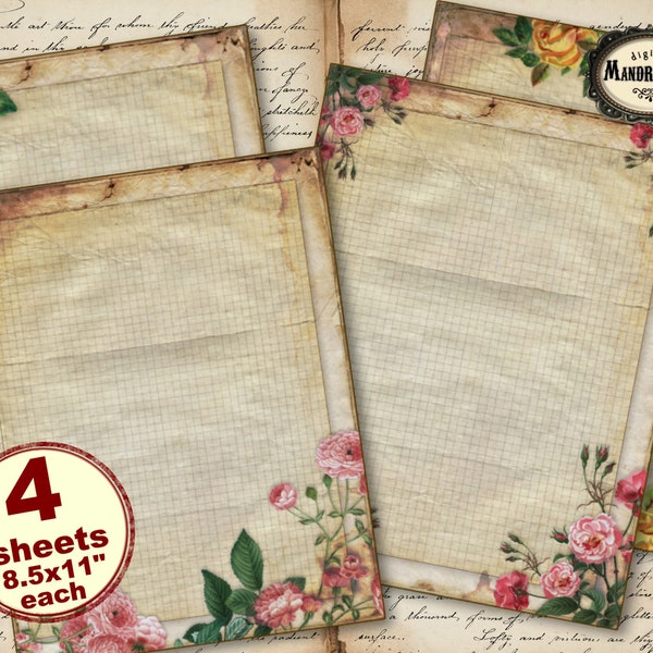 Vintage Rose Paper - Etsy