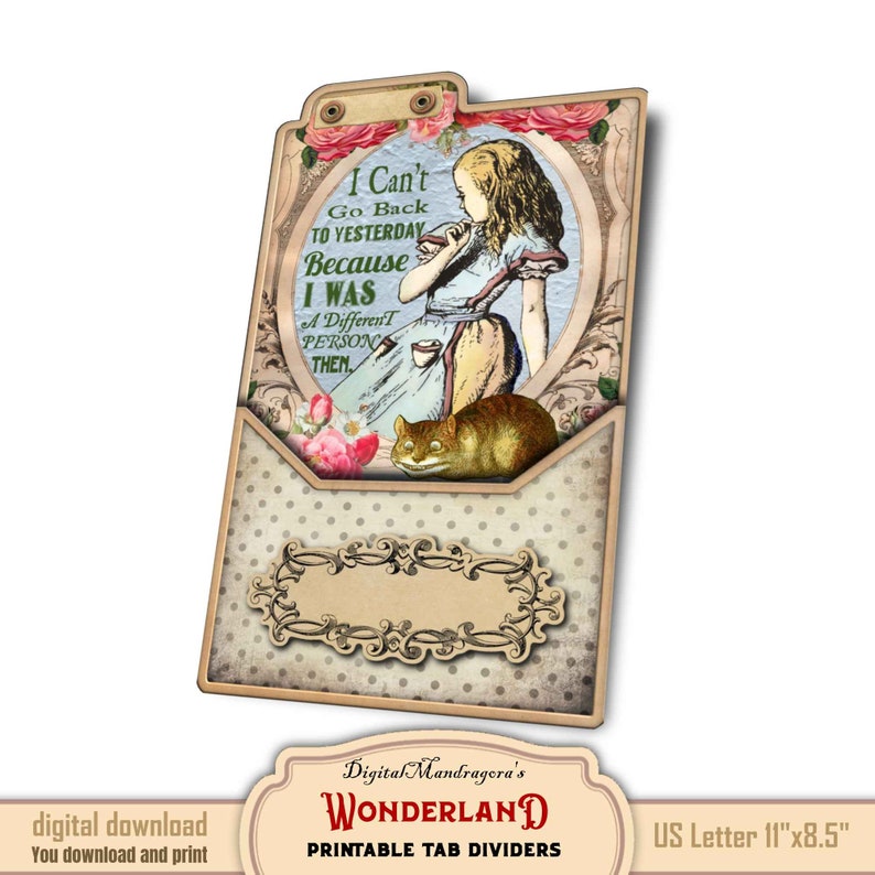 Wonderland Journal Tab Dividers: Alice in Wonderland, Mad Hatter ...