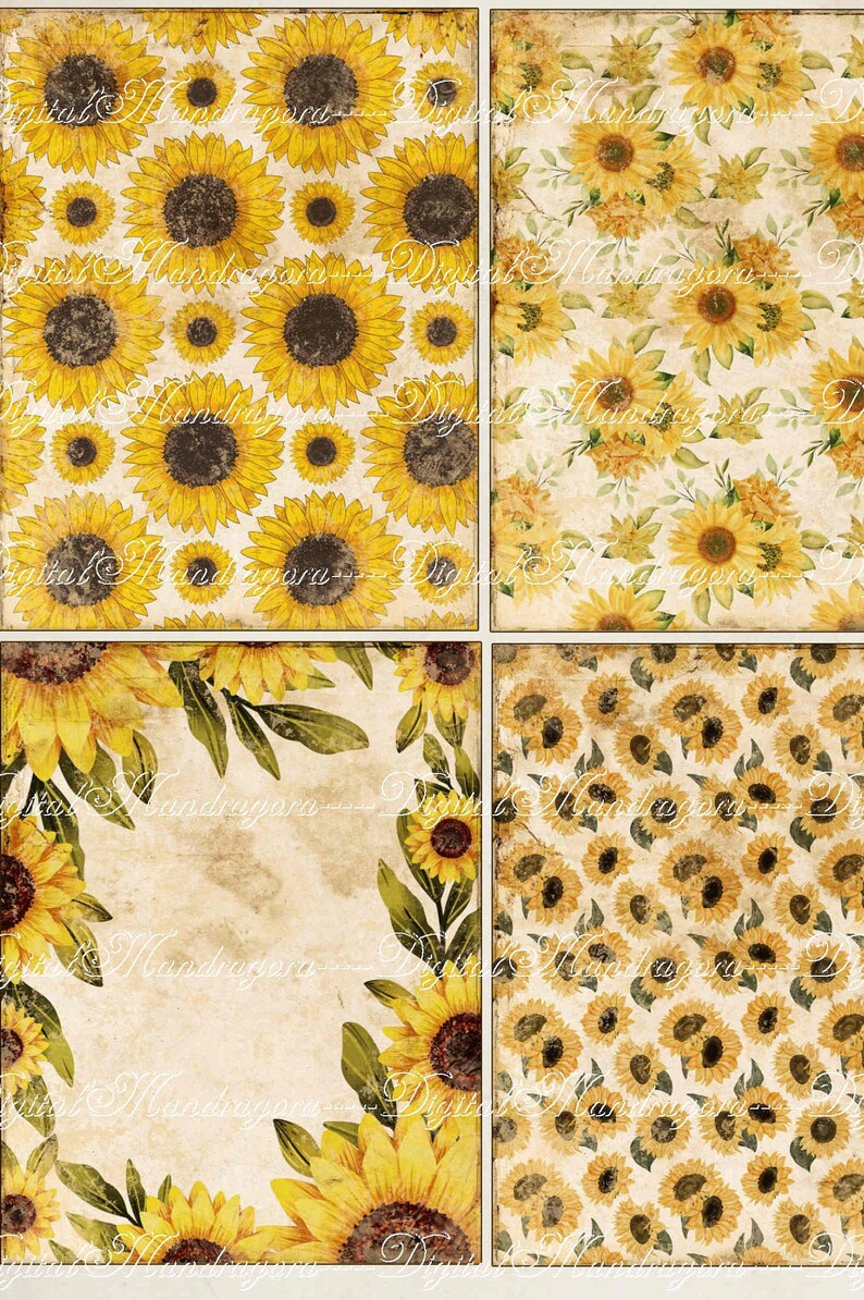 Sunflowers Decorative Paper Pack Sunflower Prints Vintage | Etsy