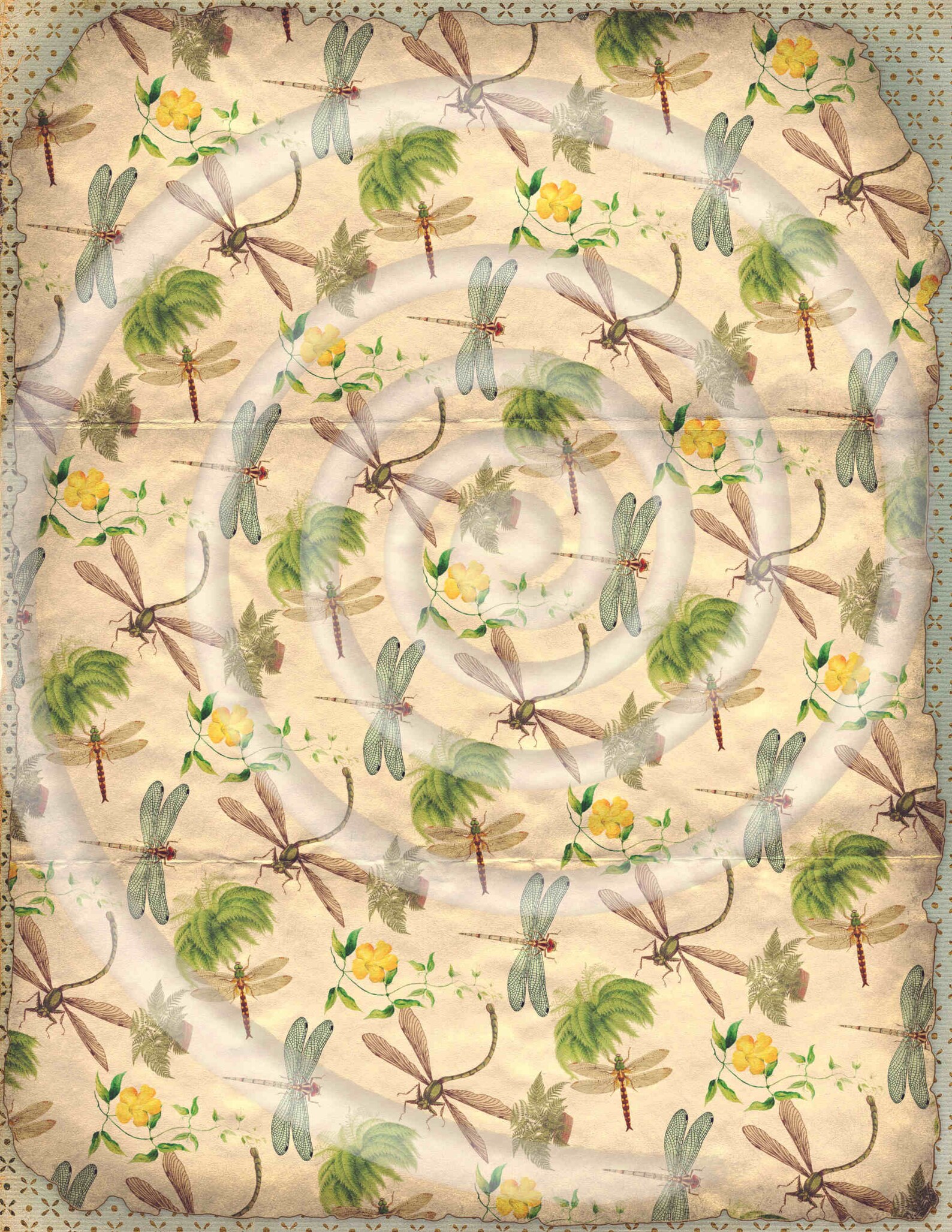 Fern and Dragonflies Collage Papers for Junk Journaling - Etsy
