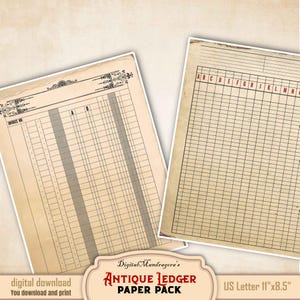 Vintage Junk Journal Papers — Stained Antique Notebook Invoice Sheets ...