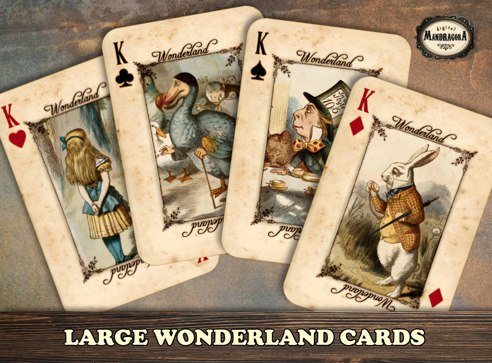 Alice in Wonderland Large Playing Cards Set of 4 Print for - Etsy Canada