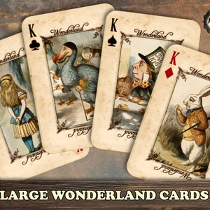 Alice in Wonderland Large Playing Cards, Set of 4, Print for Framing ...