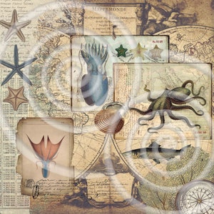 12x12 Inches Vintage Nautical Maritime Decorative Scrapbooking Ephemera ...