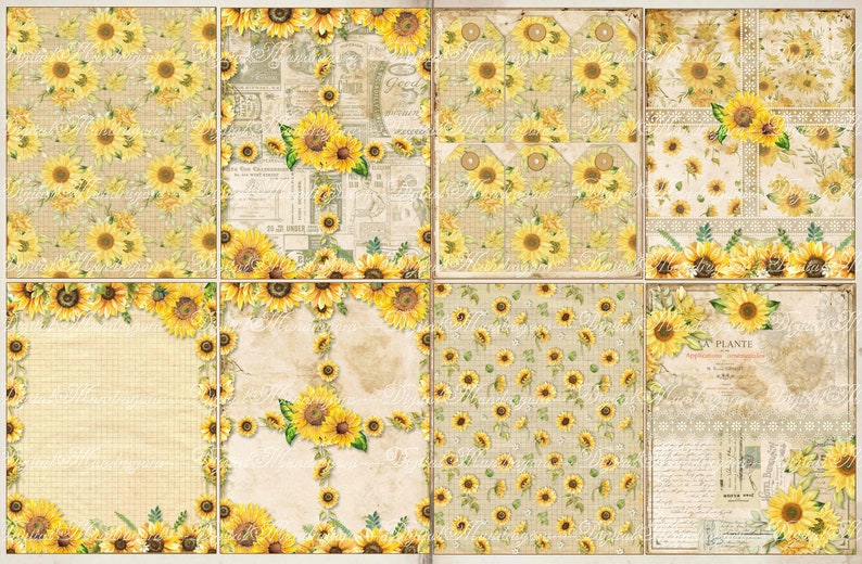 Sunflowers Decorative Paper Pack Sunflower Prints Sunflower | Etsy