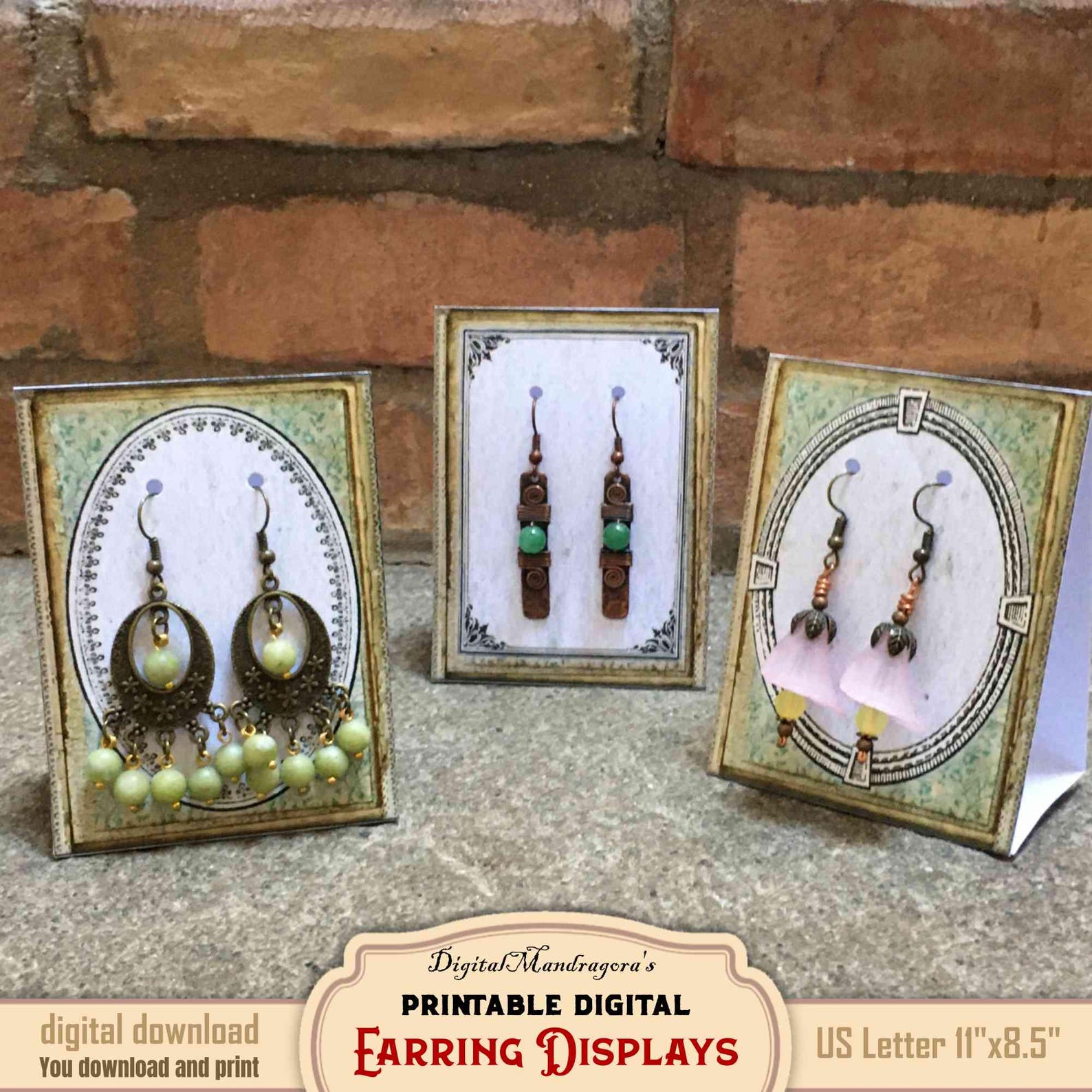 Printable Earring Display Stand: DIY Jewelry Organizer (instant ...