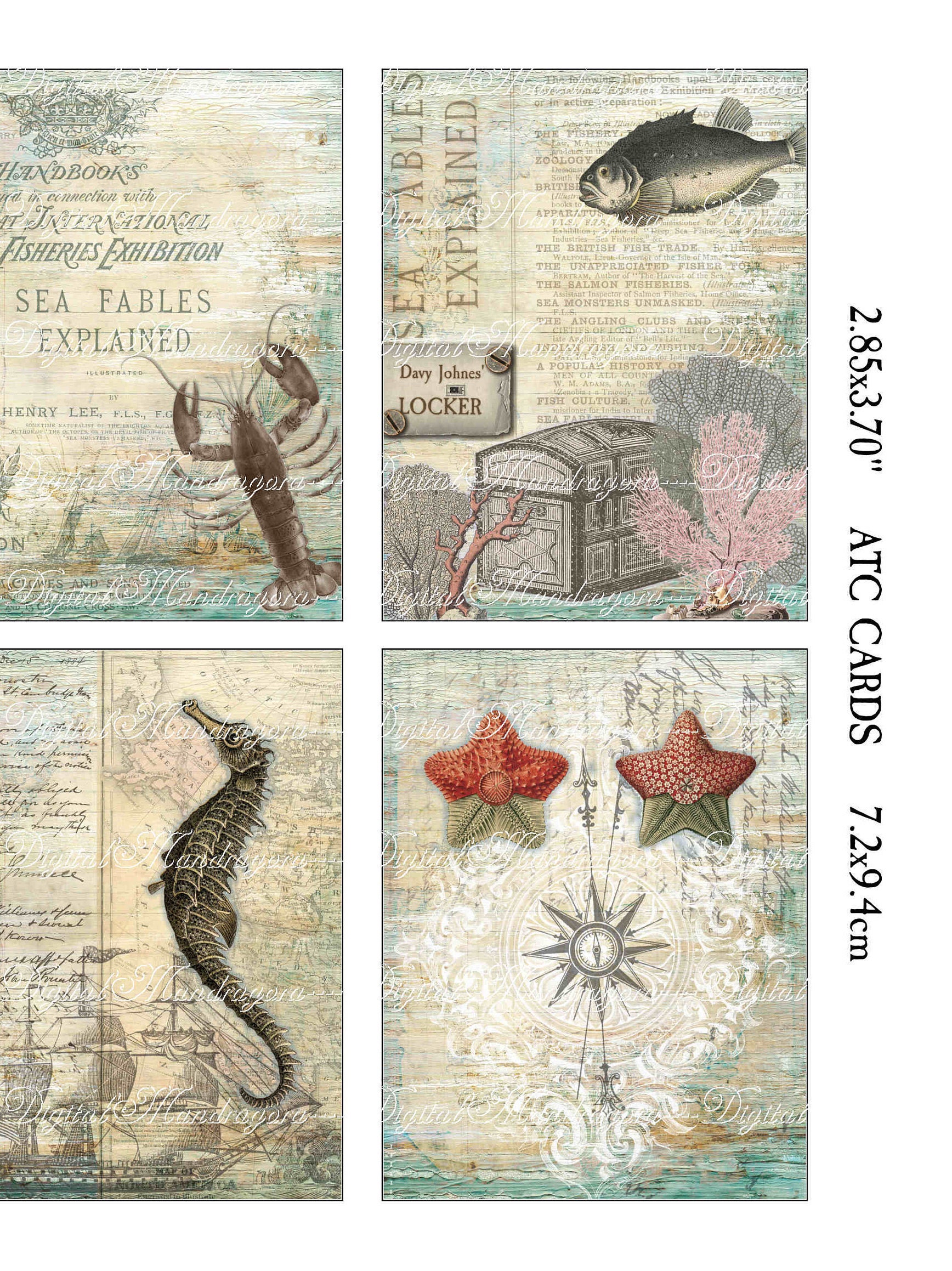 Nautical Ephemera Cards 2.85x3.7 Printable Maritime - Etsy