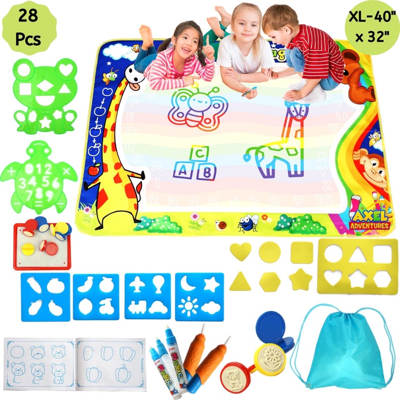 Craft Supplies for Toddlers, Paint With Water Doodle Mat, Mess Free ...