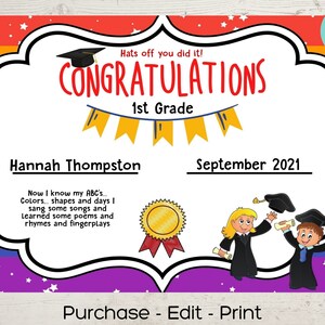 Editable Preschool Certificate, Graduation Diploma, Personalized School ...