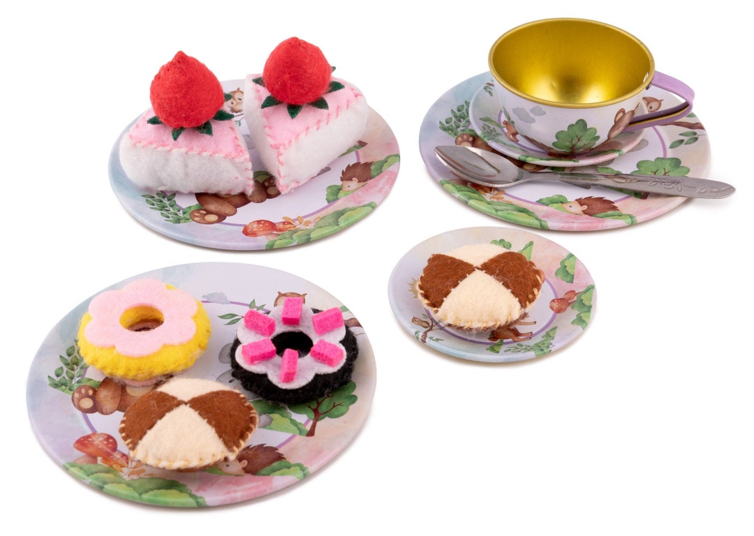 Felt Food Play Set for Kids Tea Party Games, Pretend Play Kitchen Felt ...