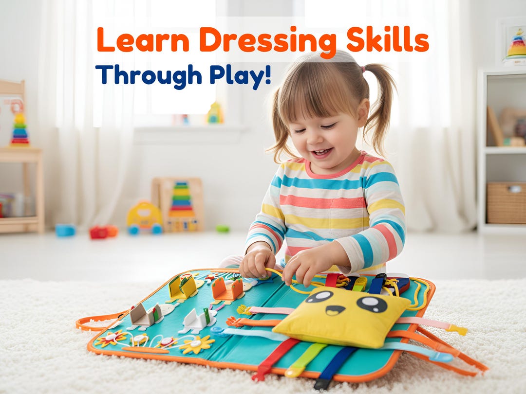 Montessori Toddler Busy Board - Fine Motor Skills and Dressing Skills ...