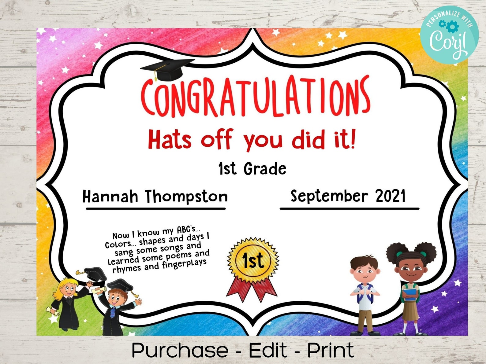 Editable Graduation Certificate Preschool Diploma - Etsy