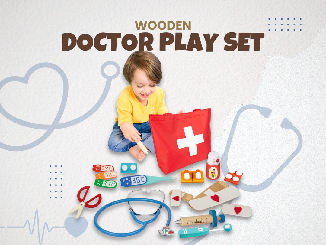 Kids Doctor Play Set: Wooden Doctor Kit for Kids, Montessori Wood Toys ...