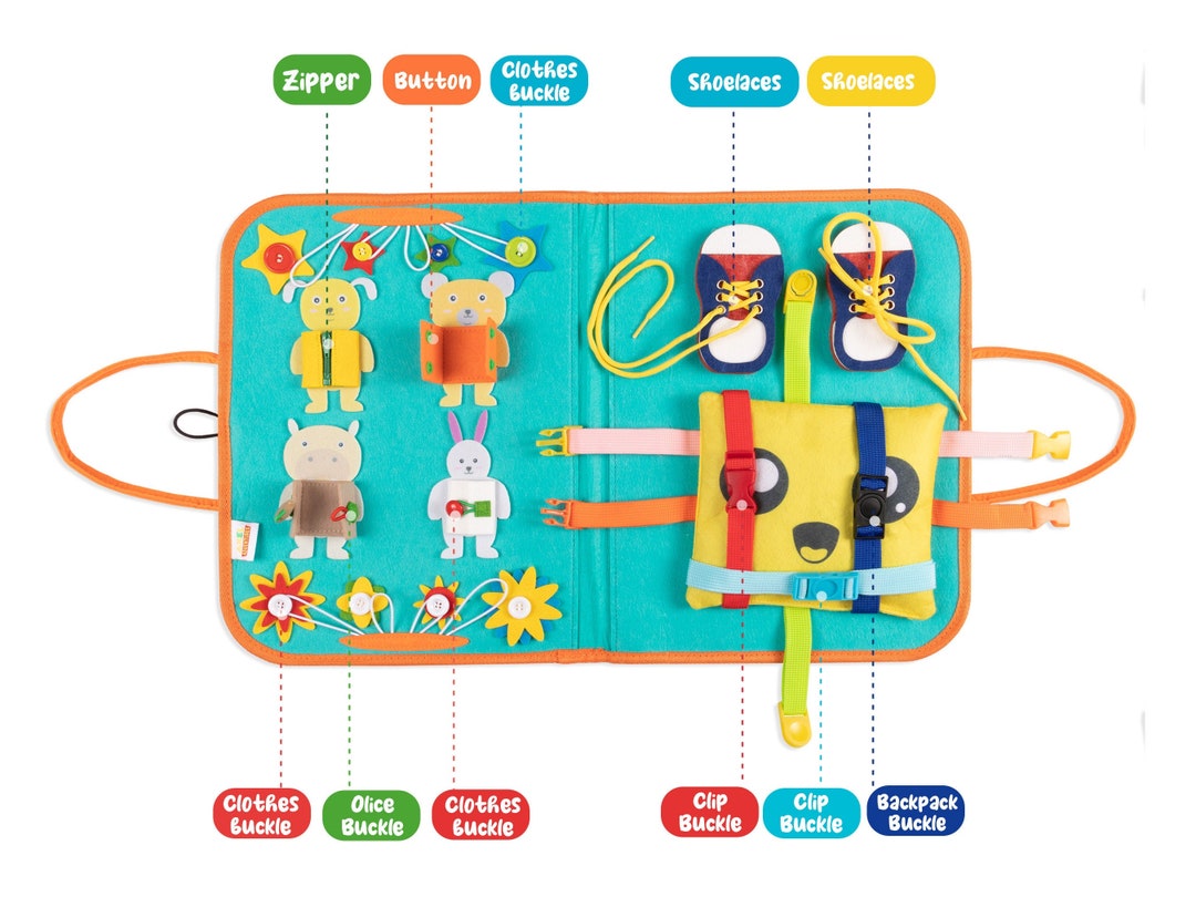 Sensory Toy, Natural Fabric Busy Board for Kids, Montessori Educational ...