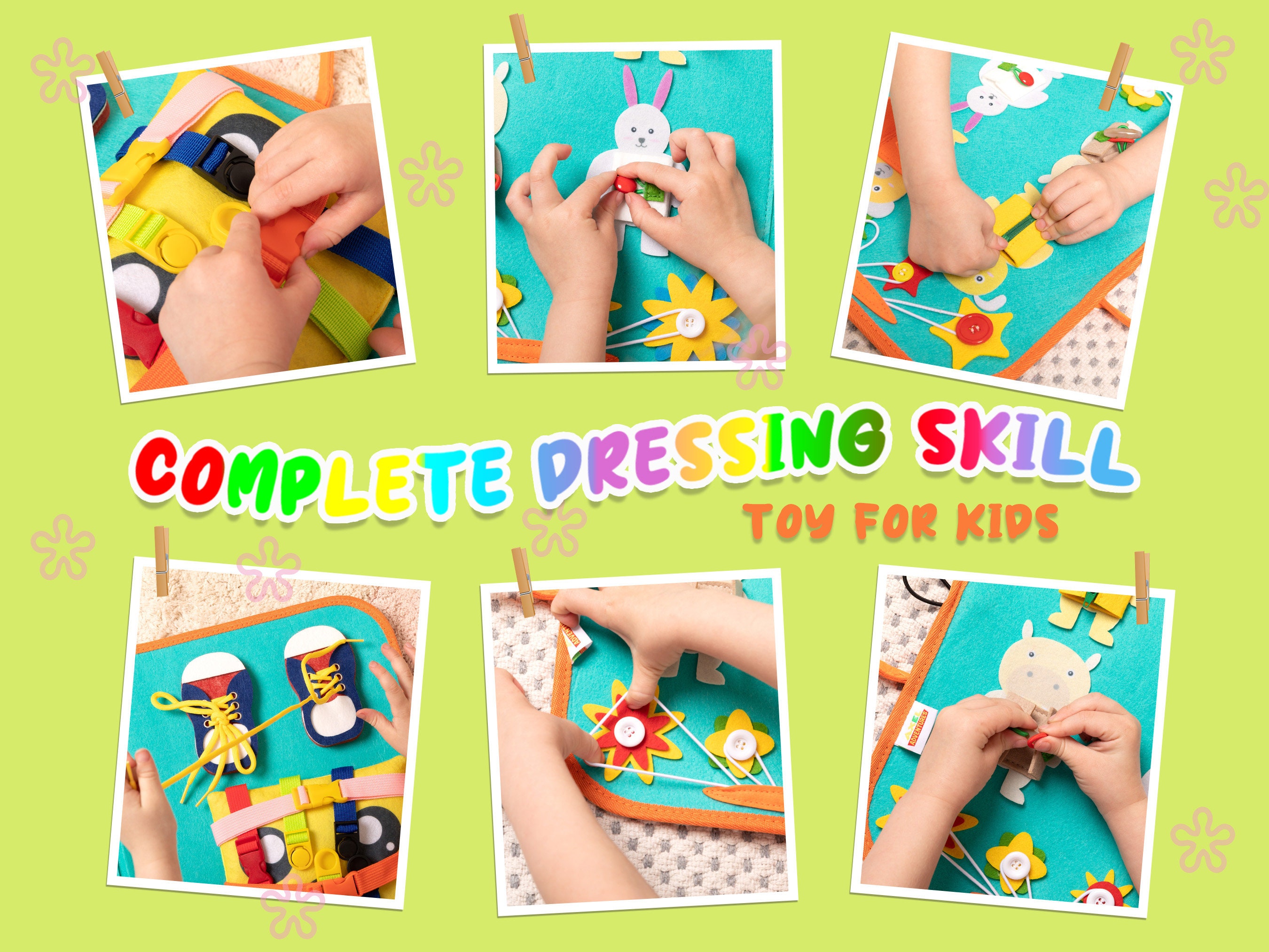 Toys for Autism, Fidget Toy for Kids, Learning Dressing Skills, Buttons ...