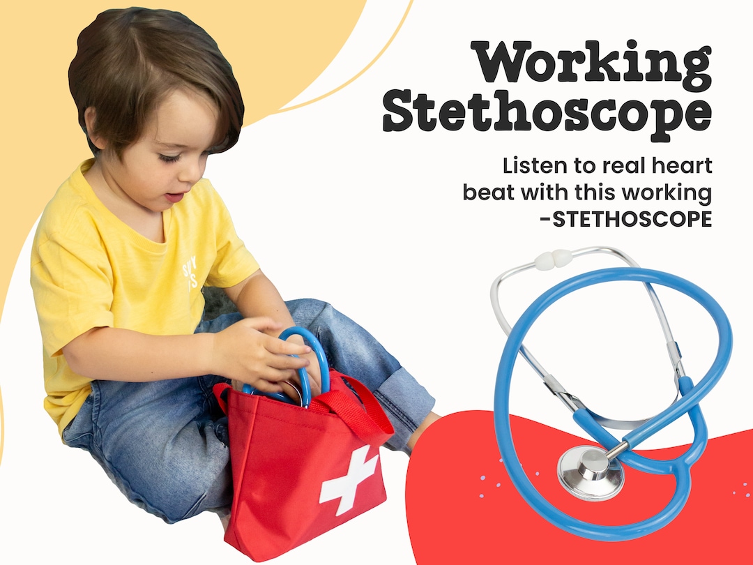 Handmade Kids Doctor Kit With REAL Stethoscope, Pretend Doctor Play Set ...