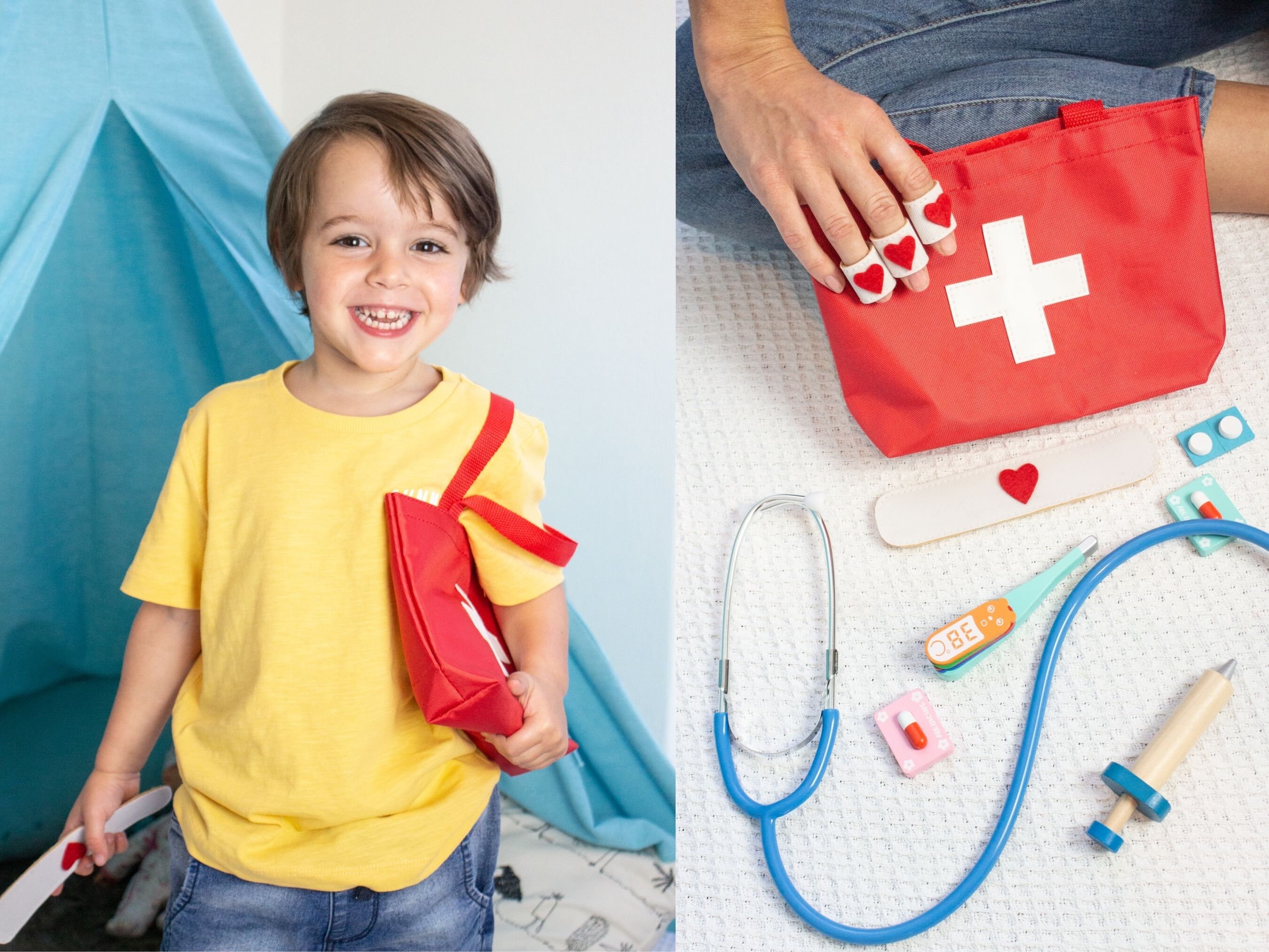 Wooden Doctor Set for Kids, Wood Toy, Handmade Medical Play Kit, Dr and ...