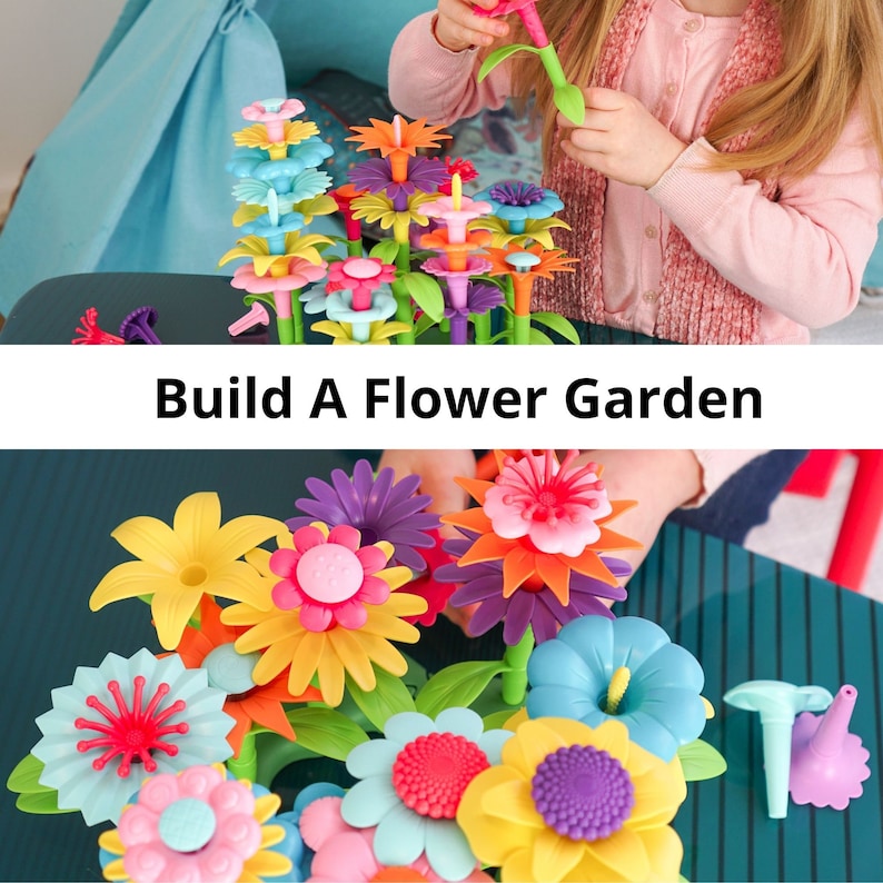 Build A Flower Colorful Stacking Montessori Toy Waldorf - Etsy