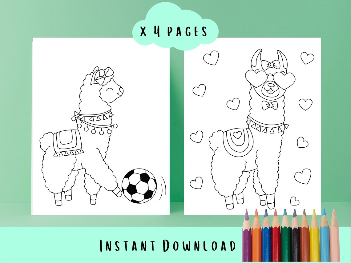 Llama Coloring Pages Llama Party Activities Fiesta Llama - Etsy