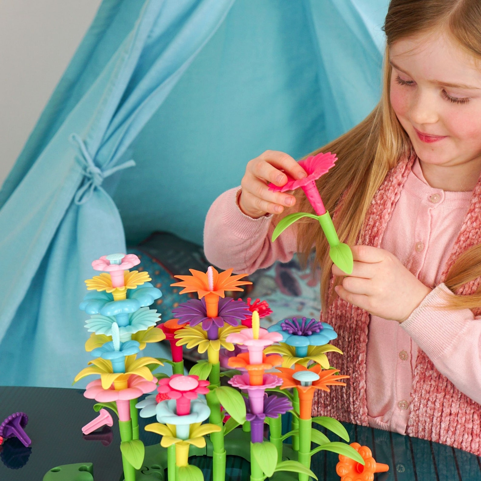 Flower Building Toy Set, Stacking for Toddlers, Colorful Garden Game ...