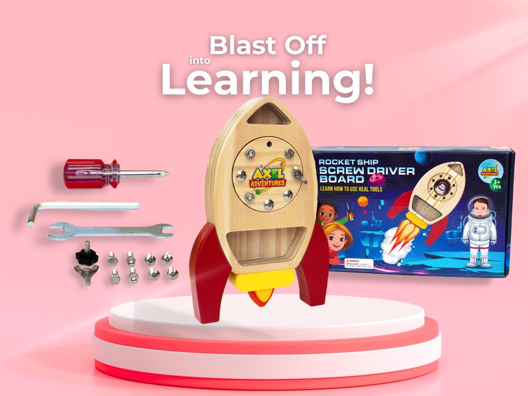 Montessori Screwdriver Board Set, Toy Rocket Busy Board for Fine Motor ...