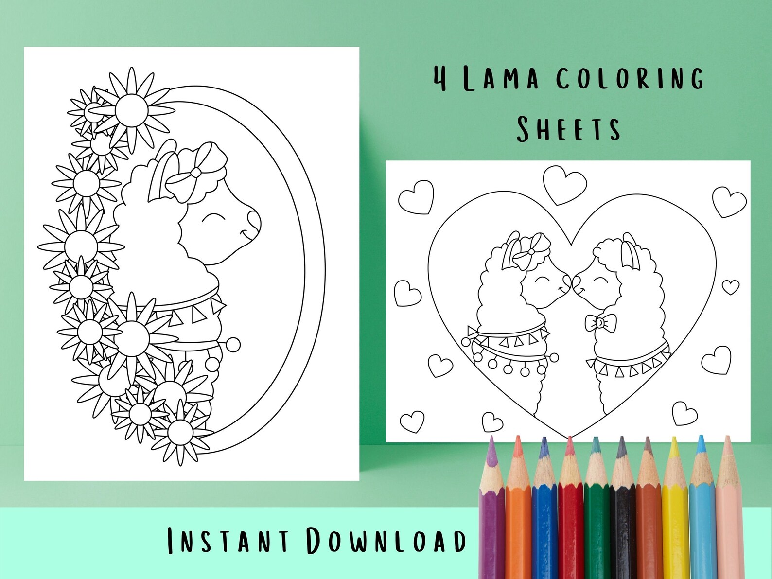 Llama Coloring Pages Llama Party Activities Fiesta Llama - Etsy
