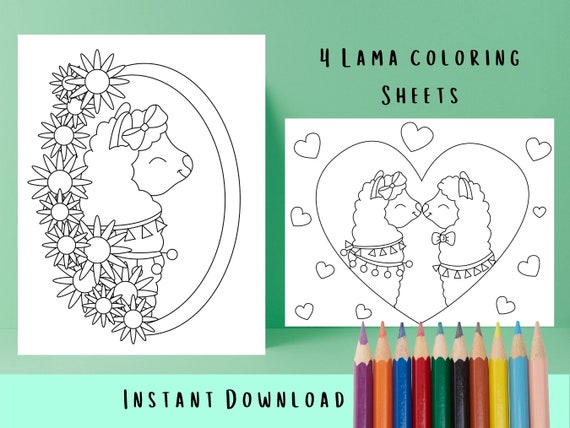 Instant Download PDF Alpaca Party Llama Birthday Coloring Page ...