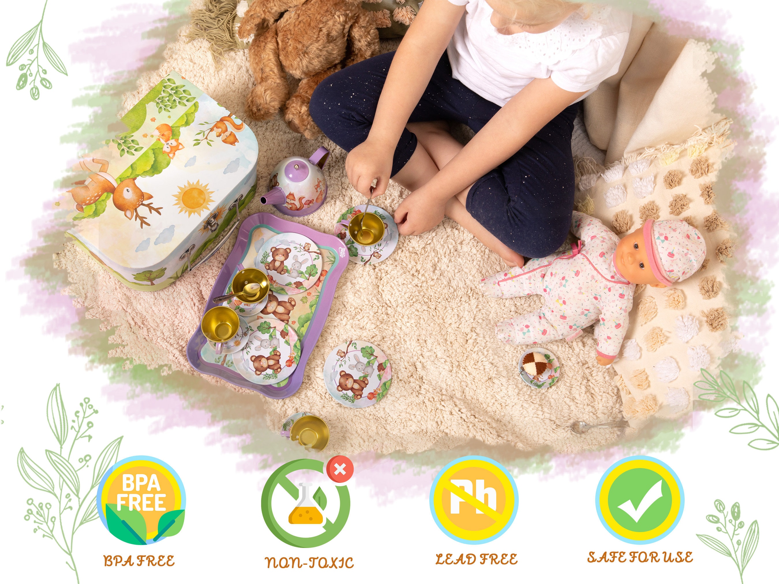 Little Girls Pretend Play Tea Set for Kids Age 3 4 5 6 - Etsy