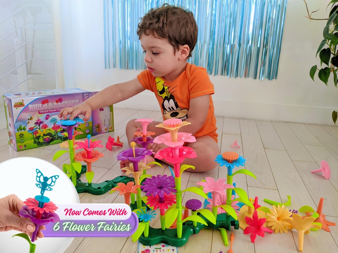 Build a Flower Garden Colorful Stacking Toy 112 Pcs, Fairy Garden Set ...