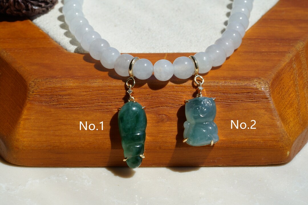 Natural Grade-a Jadeite Burmese Glutinous Ice Dark Green Conch&green ...
