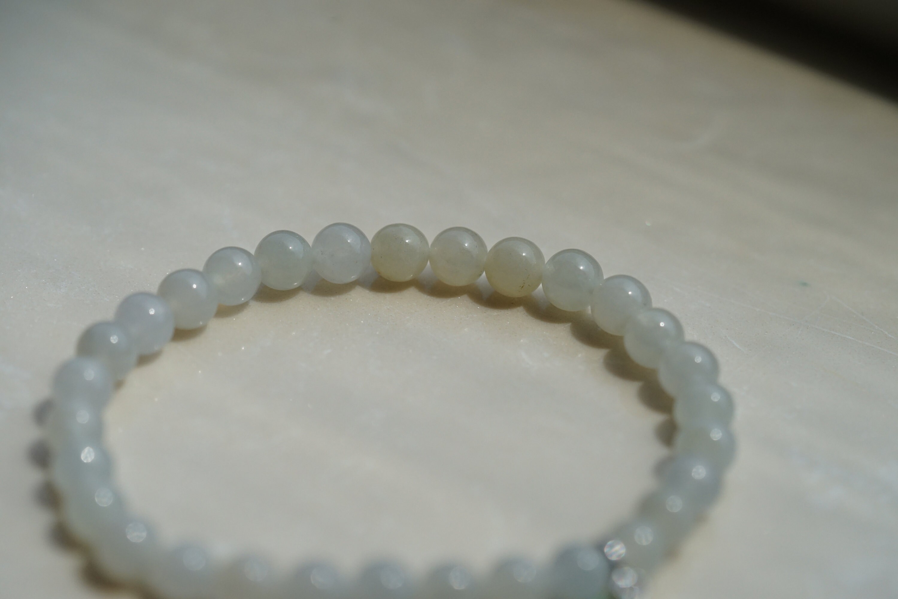Natural Grade-a Ice Jadeite Beads Bracelet With an Glutinous Ice Green ...