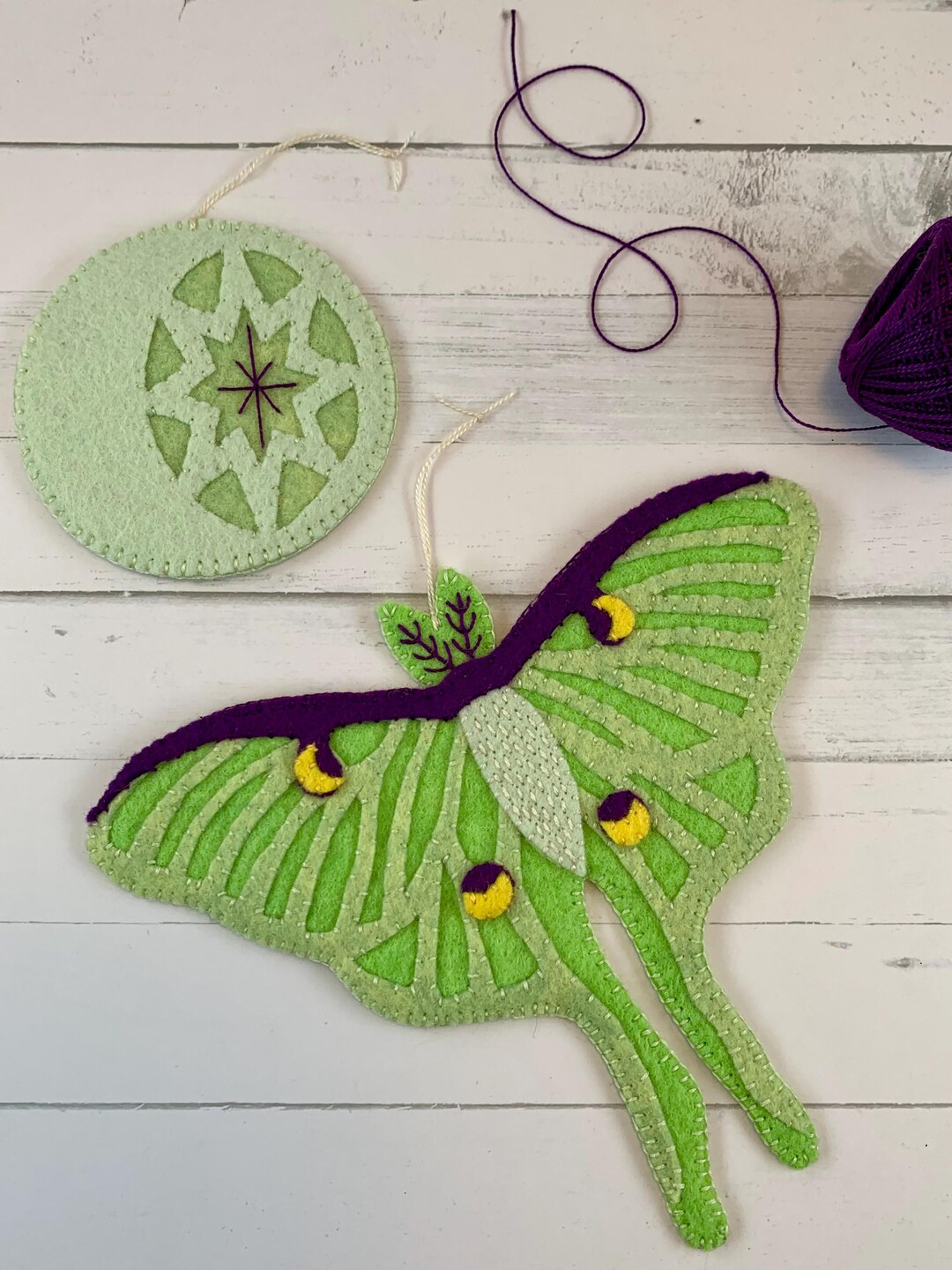 Luna Moth and Moon Felt Ornament Sewing Pattern, Moth PDF Instant ...