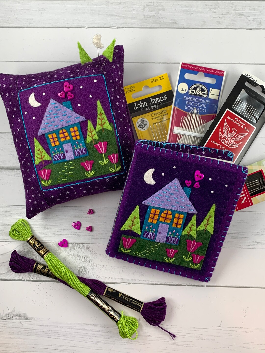 Felt Needle Book and Pincushion Pattern Set, Digital Download Sewing ...