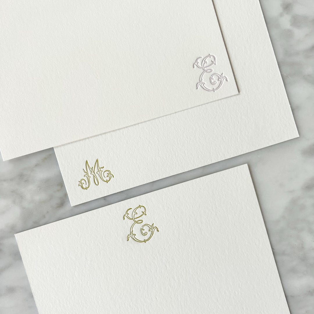 Letterpress Personalized Stationery, Flourish Monogram | Custom Flat ...