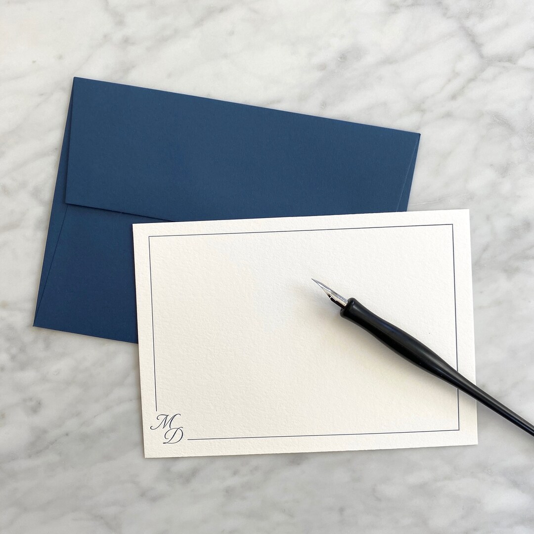 Classic Monogram Letterpress Personalized Stationery | Flat Custom ...