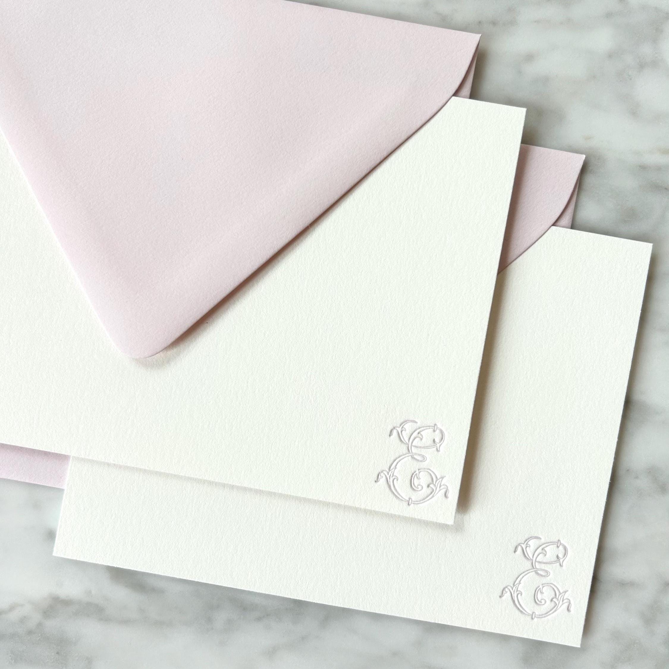 Letterpress Personalized Stationery, Flourish Monogram | Custom Flat ...