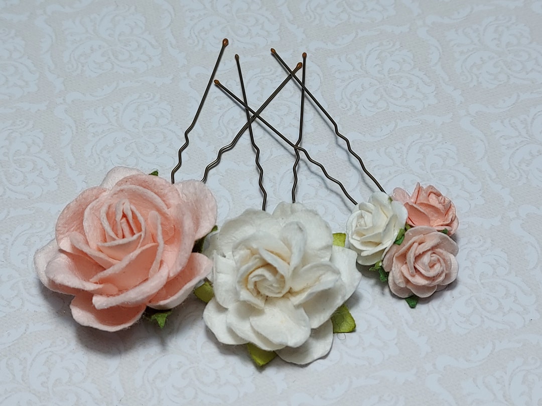Blush Pink Floral Hair Pins, Mixed Pink Hair Flowers, Bridesmaid Hair ...