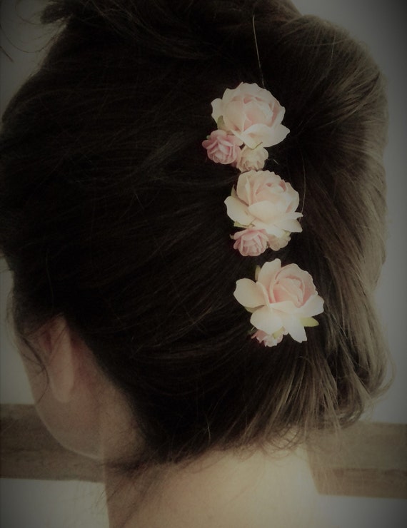 Coral flower hair pins store