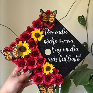 Graduation Cap Topper With 3D Roses, Sunflowers and Butterflies ...
