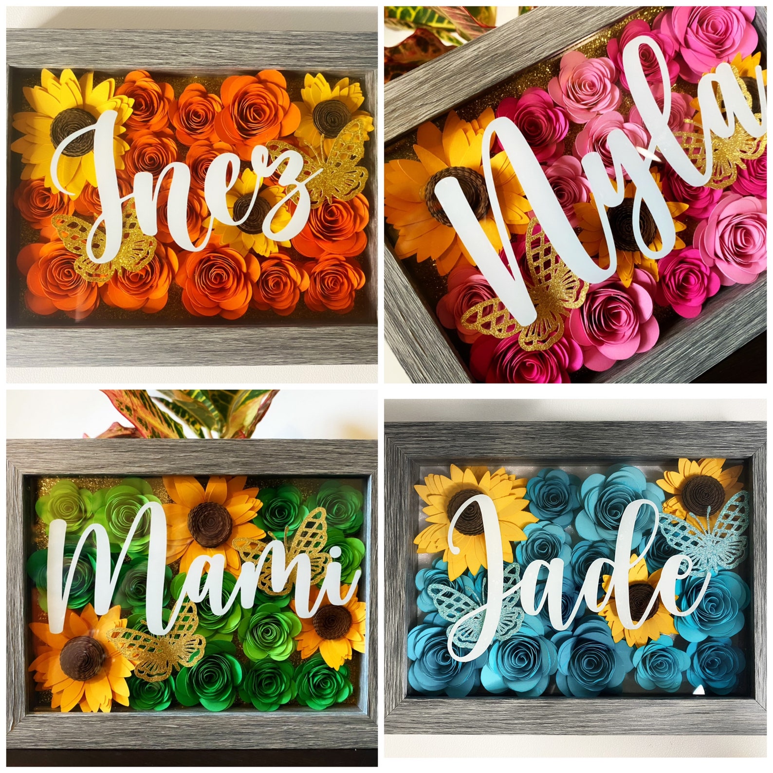 Personalized Shadow Box Paper Flower Shadow Box Gift for | Etsy