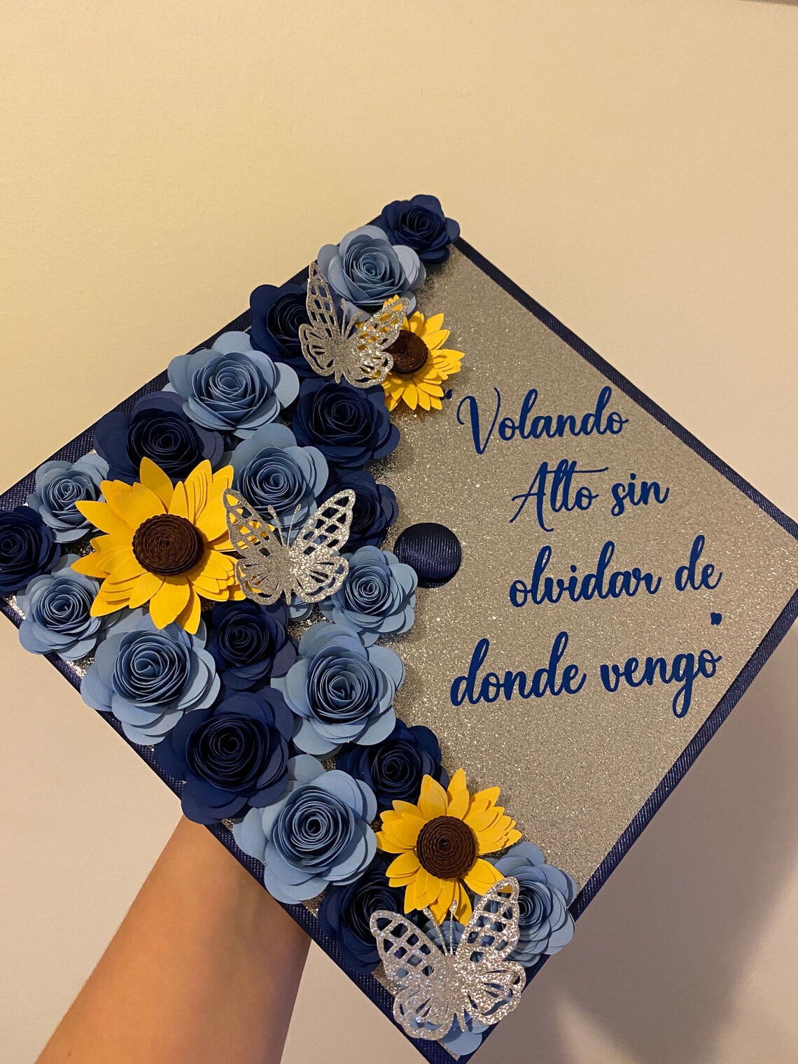 Graduation Cap Topper With 3D Roses, Sunflowers ,butterflies and Pearls ...