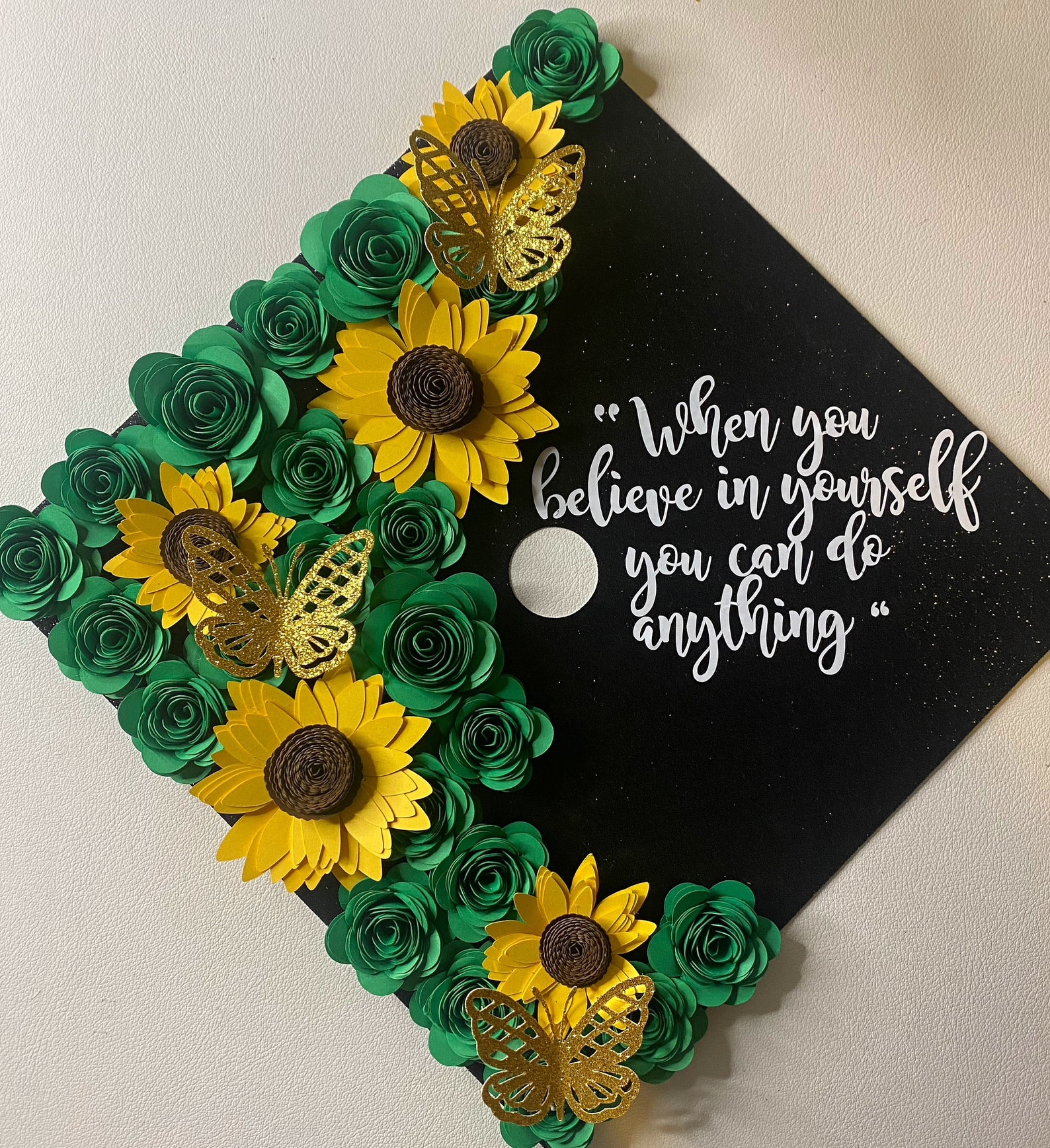 Graduation Cap Topper With 3D Roses Sunflowers and - Etsy