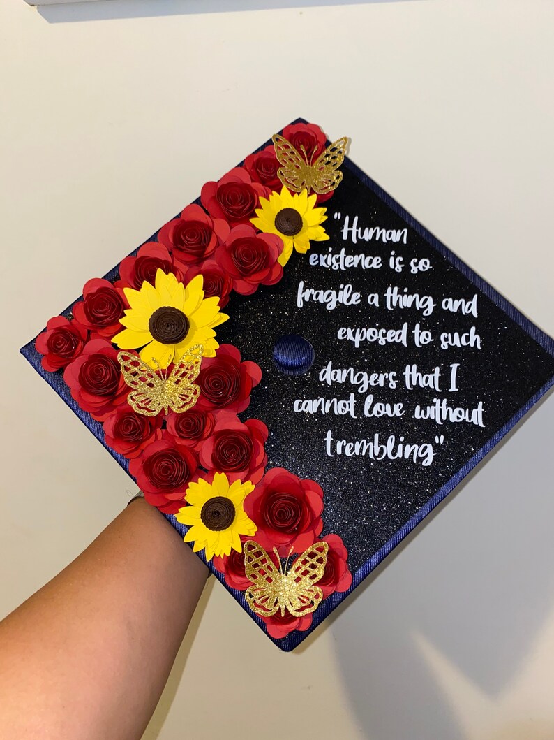Graduation Cap Topper With 3D Roses, Sunflowers ,butterflies and Pearls ...